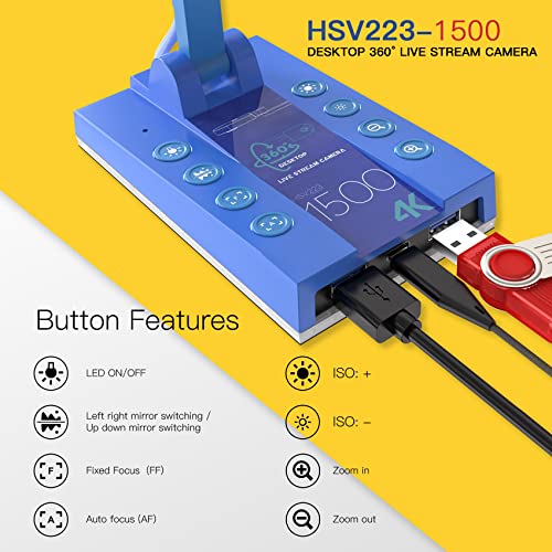 Cámara de documentos USB TreasLin de 15 MP para profesores, aprendizaje remoto, presentaci
