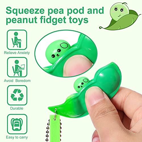 Skylety 12 Pieces Peanut Peas Fidget Toy Bean Keychain Set, Includes 6 ...