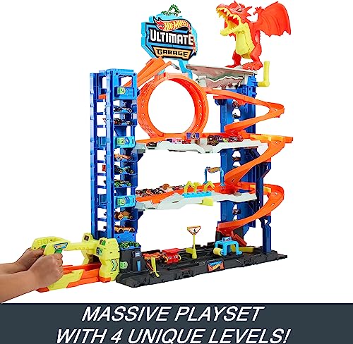 Hot Wheels City Ultimate Garage Playset with 2 Die-Cast Cars, Toy Storage for 50+ 1:64 Scale ...