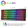 Ractous RTK61P 60% Mechanical Gaming Keyboard with PBT Pudding keycap ...