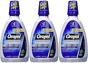 Amazon.com : Orajel Antiseptic Mouth Sore Rinse, 16 Ounce (Pack of 3 ...