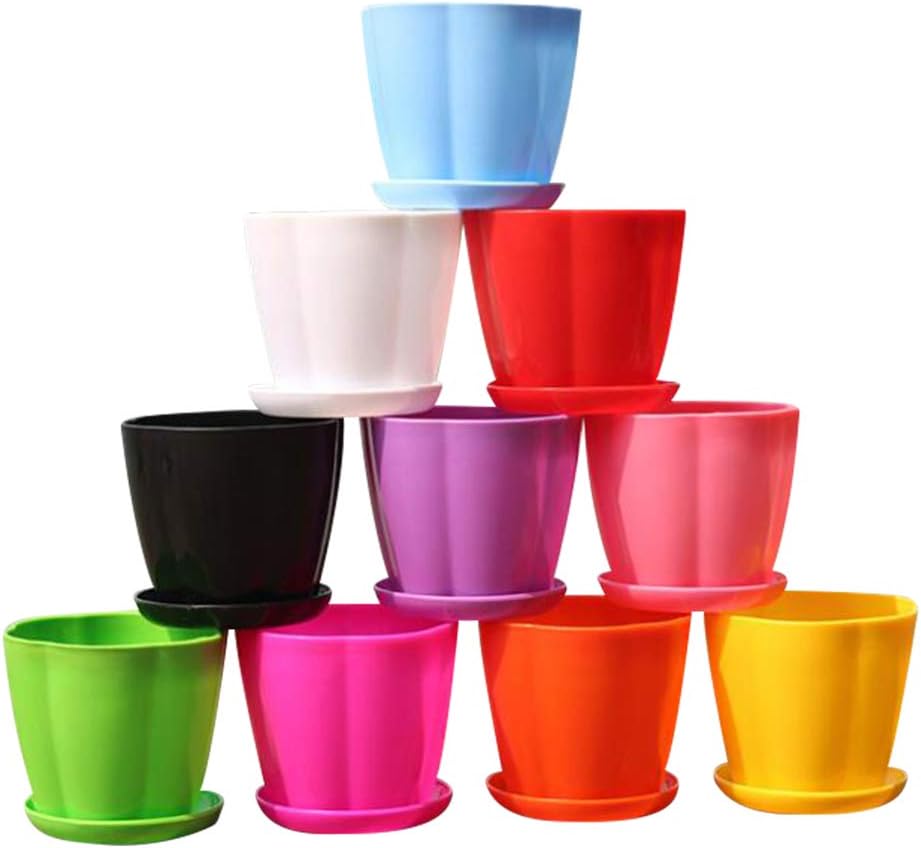 KINGLAKE 10 Pcs 4.3" Colorful Plant Pots Plastic House Flower Pots ...