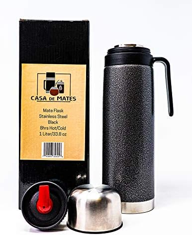 Mate Flask Yerba Mate Thermos Double Walled Vacuum Insulated - Black ...