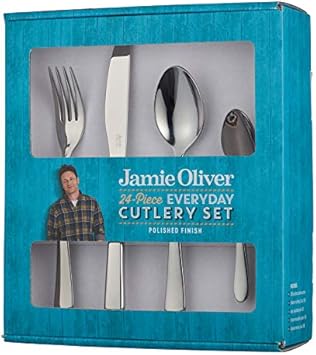 Jamie Oliver - 555194 - Everyday 18/0 Stainless Steel Cutlery Set of 24 ...