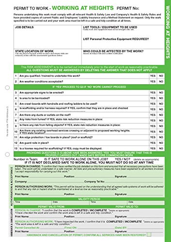 Caledonia Signs 58173 "Permit to Work: Working at Heights" Label, 3 ...