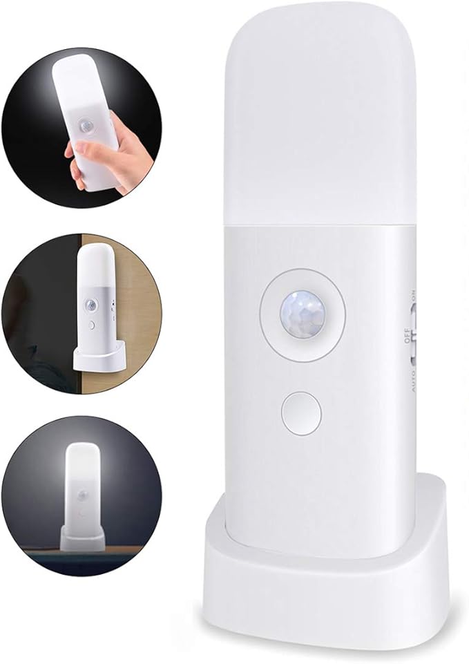 Motion Sensor Night Light Indoor USB Rechargeable Bedside Lamp Portable ...