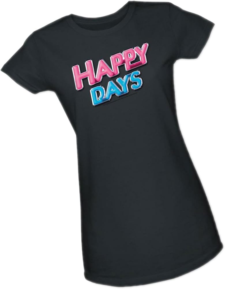 Amazon.com: TV Show Logo -- Happy Days Crop Sleeve Fitted Juniors T ...