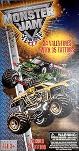 Amazon.com: Monster Jam 34 Valentines Cards with Tattoos: Toys & Games