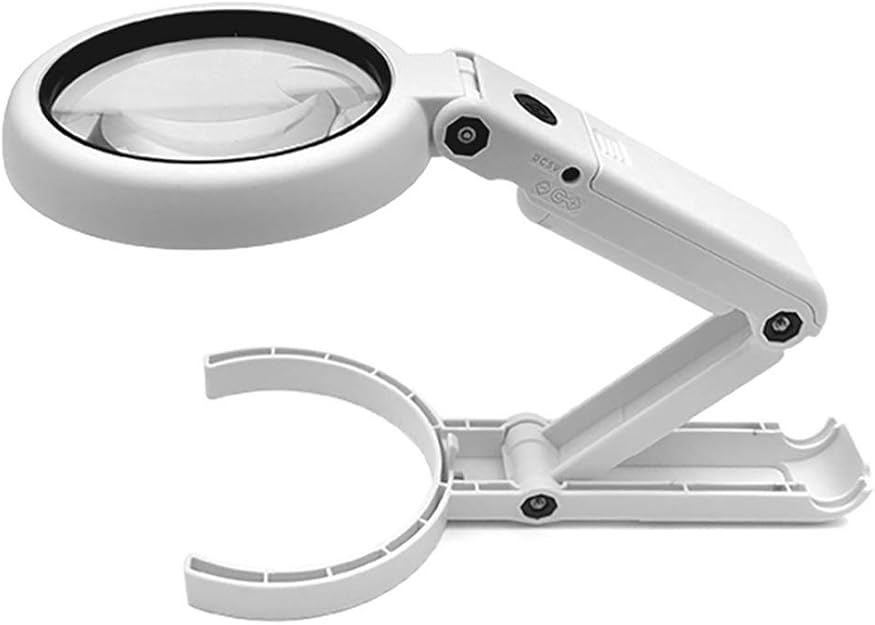 Amazon.co.jp: ルーペ 折りたたみ式 LEDライト 8灯付き 2WAY ハンド式 スタンド式 角度調整可能 最大11倍 照明 明るさ2段階 単4電池 USB電源 持ち歩き 携帯用 ...