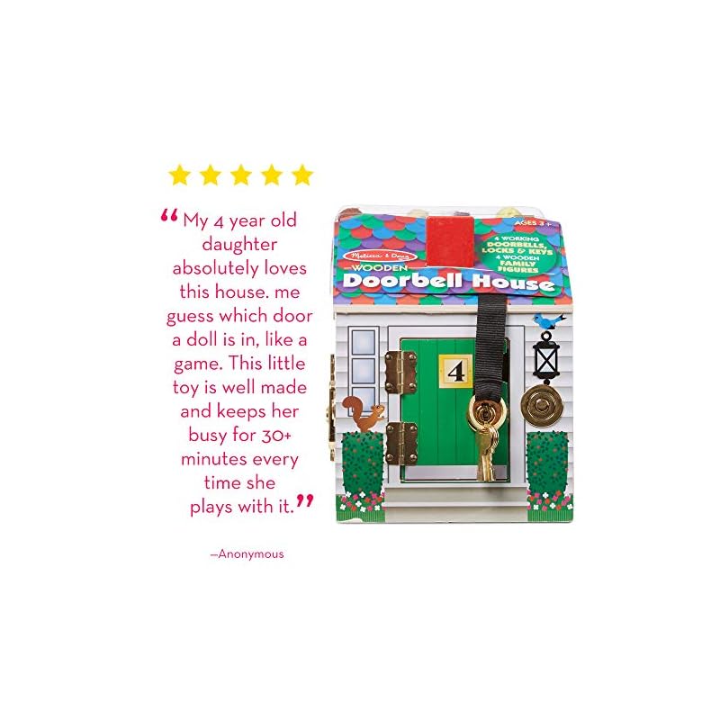 Melissa & Doug Take-Along Wooden Doorbell Dollhouse - Doorbell Sounds ...