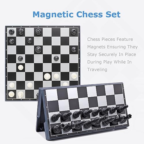 Upgrade Magnetic Travel Chess Set - Vikutu Portable Mini Chess Set 7.6 ...
