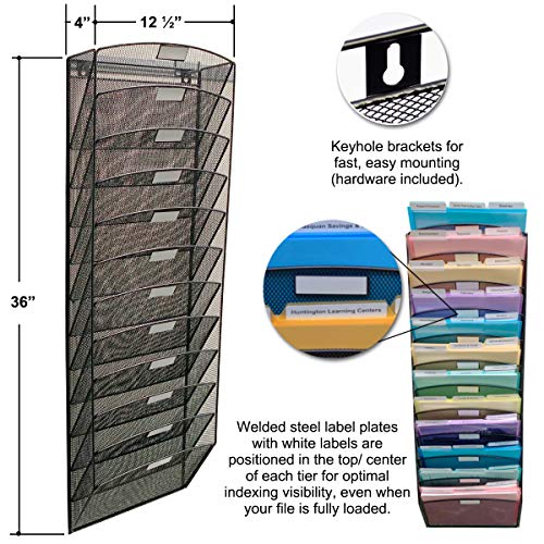 Ultimate Office Mesh Wall File Organizer, 12 Tier Vertical Mount ...