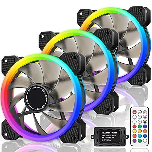 EZDIY-FAB Dual Ring 120mm RGB Case Fan 3-Pack,Quiet Edition High ...