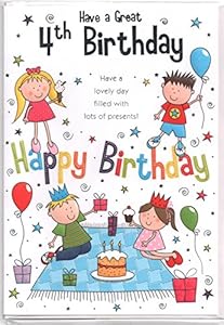 Children's Birthday Card for Four (4) Year Old Girl or Boy - Free ...