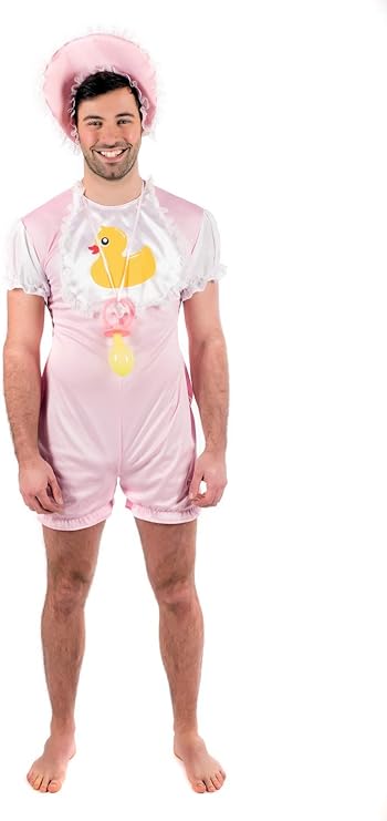 Fun Shack Mens Big Baby Costume Adults Novelty Pink Babygrow Stag Do ...