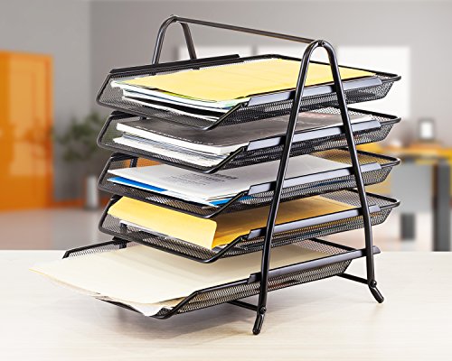 Halter Steel Mesh 5-Tier Shelf Tray Organizer for Desktop - Letter-Size ...