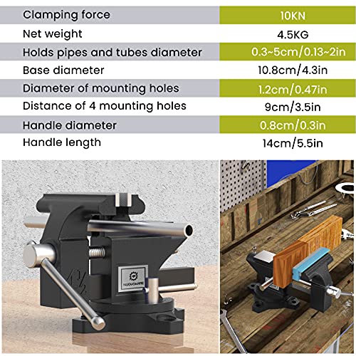 Nuovoware Heavy Duty Bench Vise 4.5 Inch, 240° Swivel Locking Base ...