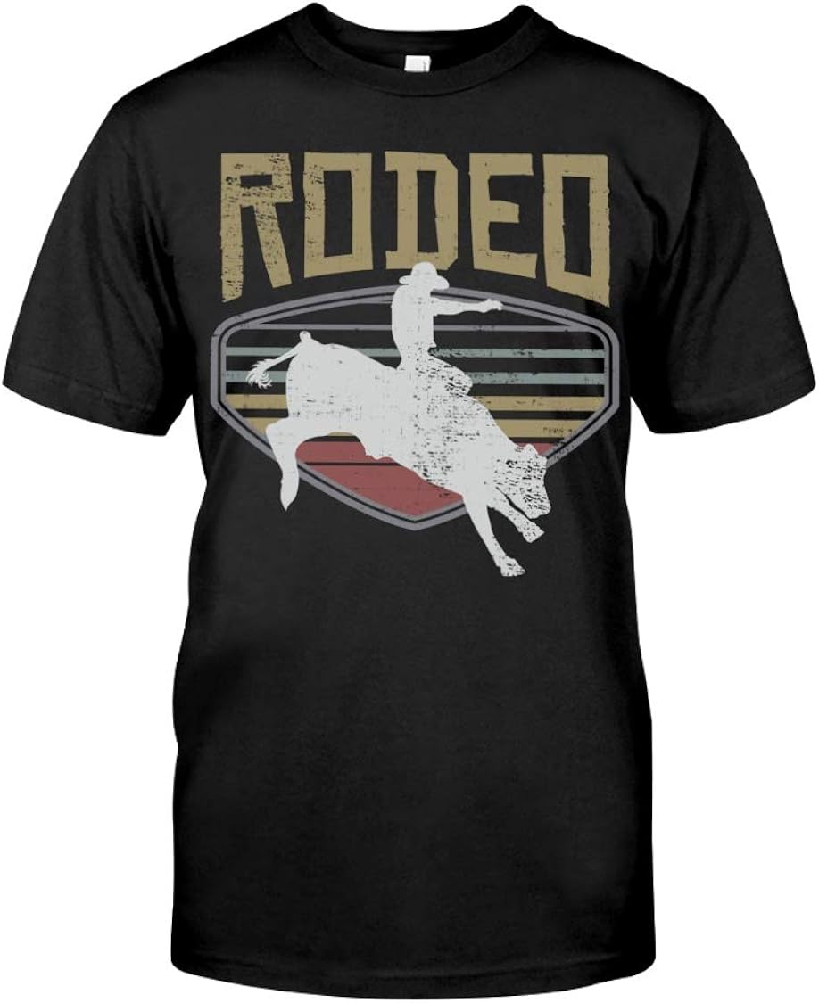 Thincons Rodeo Bull Riding T-Shirt Black: Amazon.co.uk: Clothing