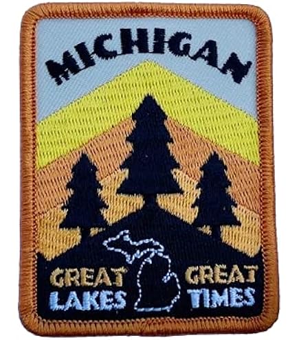 Embroidered Celebrity Iron - On Sewing Patches QQSD Michigan Flag Patch ...