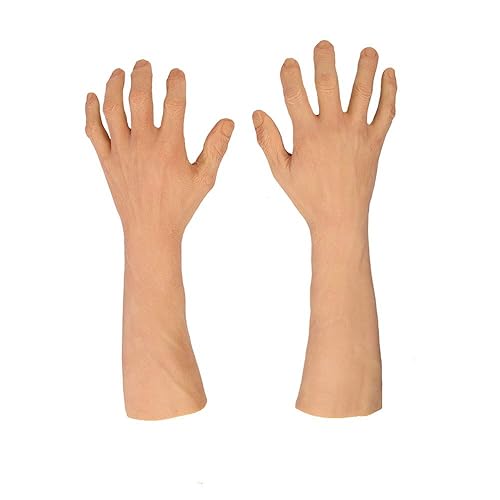Liifun Realistic Male Silicone Gloves Old Man Prosthesis Hands Sleeve ...