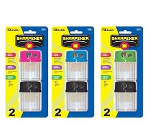 Amazon.com : BAZIC Dual Blades Sharpener w/ Round Receptacle (2/Pack ...