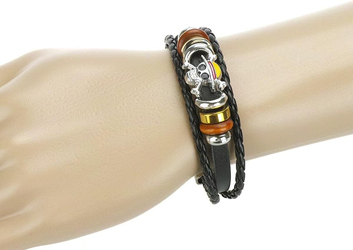 CosplayStudio One piece wrap bracelet with Jolly Roger the straw hat ...