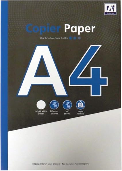 A4 Copier and Printer Paper - 100 Sheets, 80gsm Bright White Paper ...