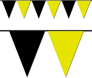 Amazon.com: Ziggos Party Black and Yellow Triangle Pennant Flag 100 Ft ...