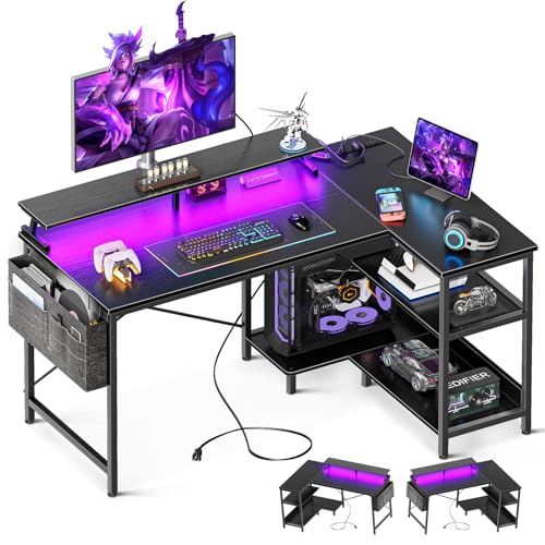 ODK 48 Inch Gaming Desk with USB Charging Ports and LED Lights ...