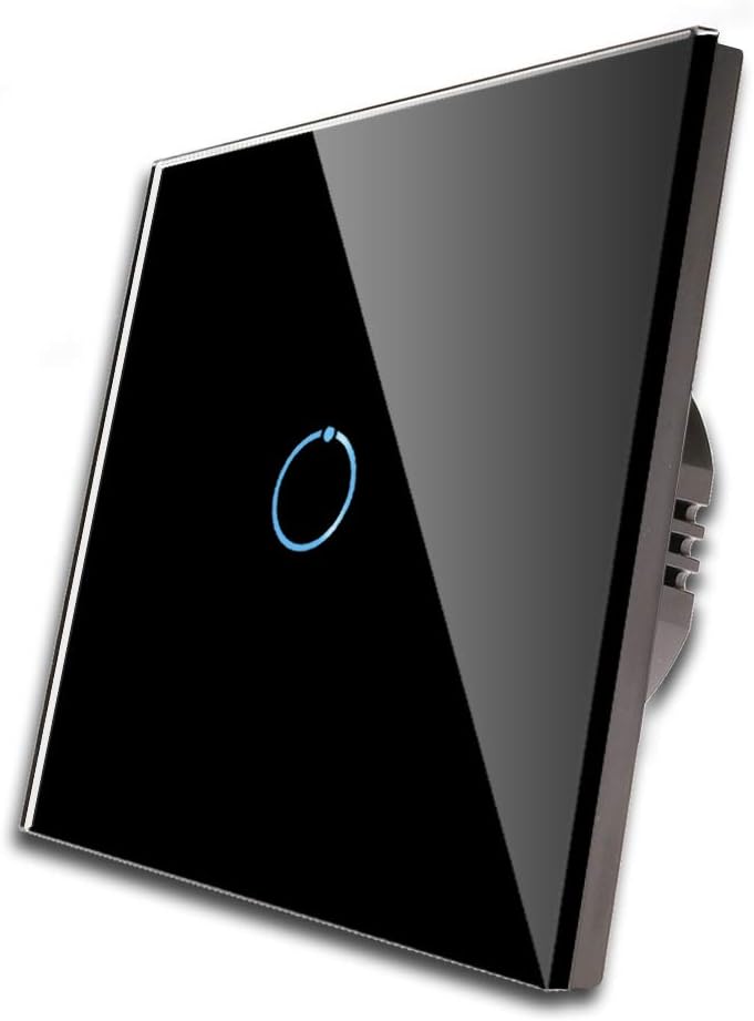CNBINGO Touch Light Switch, Black Single Light Switch, Tempered Glass ...