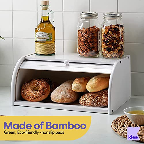 KLEE Natural Bamboo Bread Box in Brushed White Finish - Rustic ...