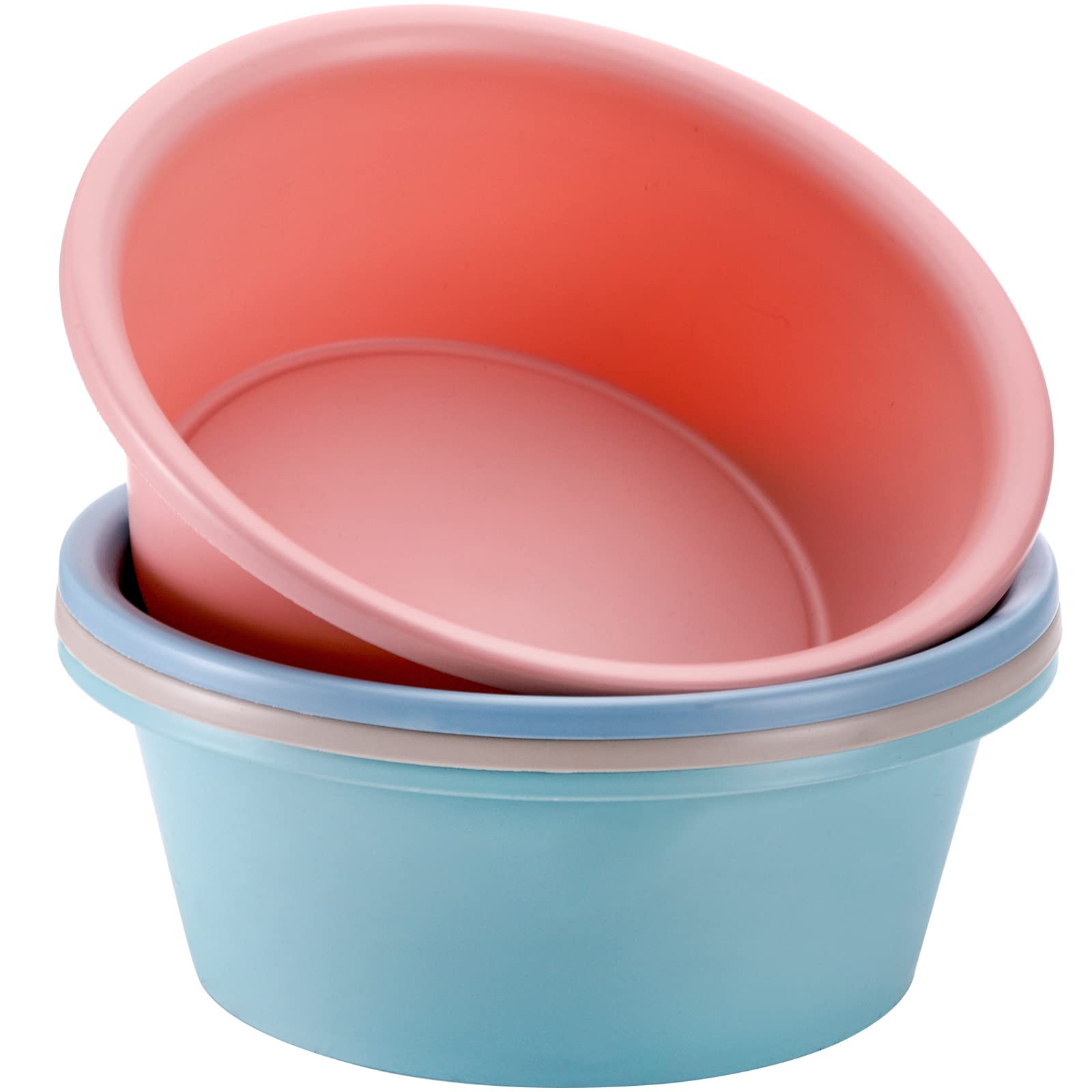 AVLA 4 Pack Round Plastic Wash Basin, 5 Quart Stackable Camping Dishpan ...