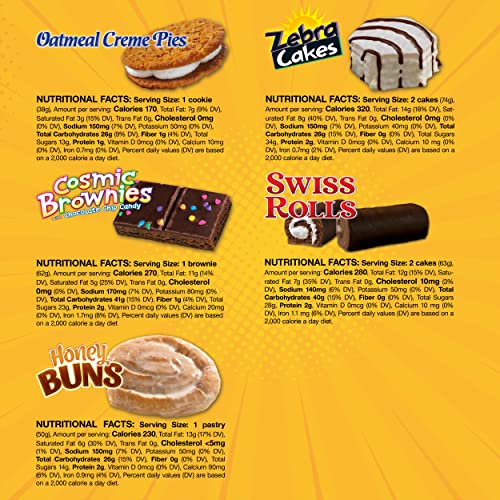 Little Debbie Variety Pack, 1 Box Each Of Zebra Cakes, Cosmic Brownies, Honey Buns, Oatmeal ...
