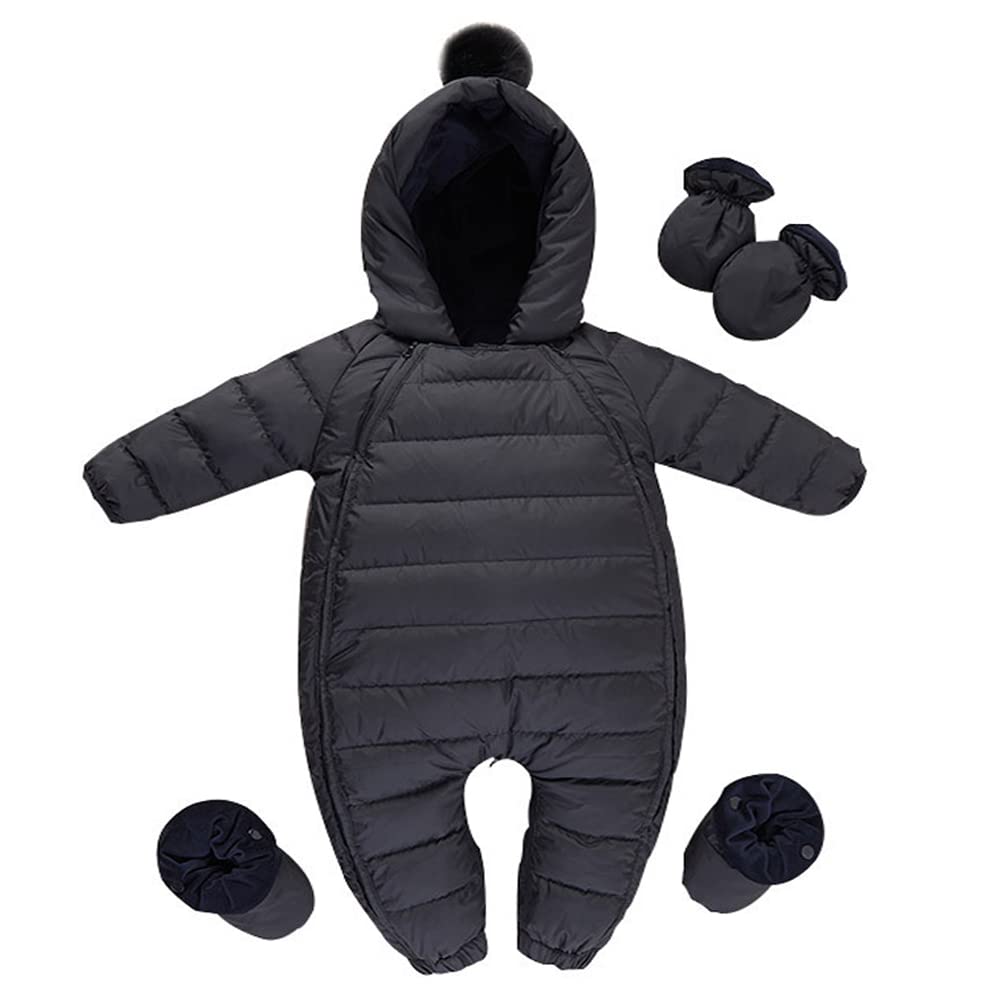 Y·J Back home Baby Black Snowsuit Down Filled Waterproof Snow Suit ...