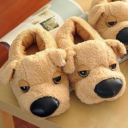 Ibeauti Novelty Fluffy Slippers, Big Dog Head Warm Non Skid Fuzzy ...