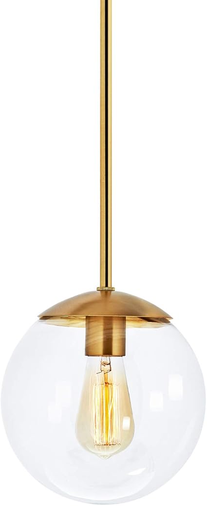 MOTINI Pendant Light, 1-Light Pendant Lighting with Clear Glass Shade ...
