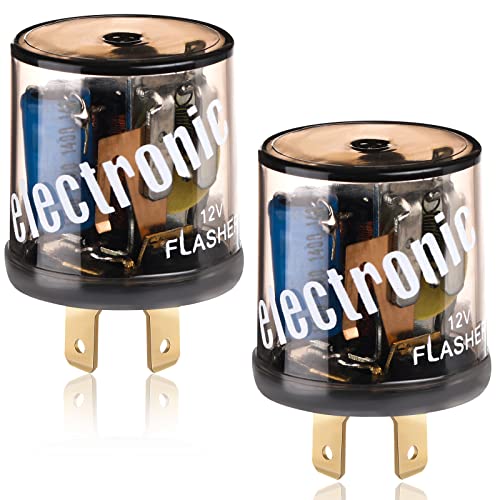 12V 2 Pin Electronic Turn Signal Flasher Relay Two Prong Round LED ...