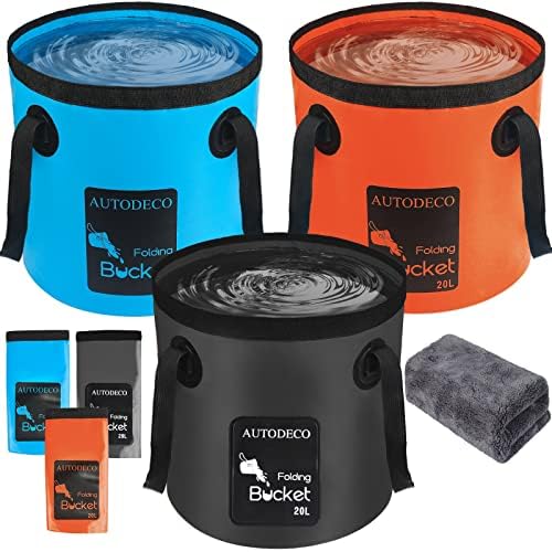 سعر AUTODECO 3 Pack Collapsible Bucket 5 Gallon Container Folding Water Bucket Portable Wash ...