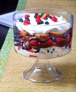 Amazon.com | Clear Plastic Elegant Pedestal Trifle Bowl 120 Oz: Trifle ...