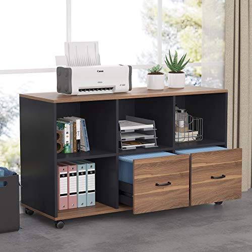 Tribesigns 2 Drawers Lateral File Cabinets Letter Size, 43 inches Mobile Filing Cabinet Printer ...