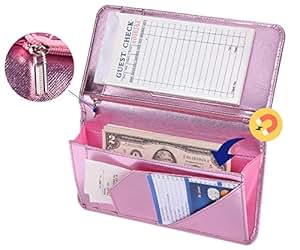 Amazon.com: Mymazn Pink Server Book for Waitress Book with Zipper ...