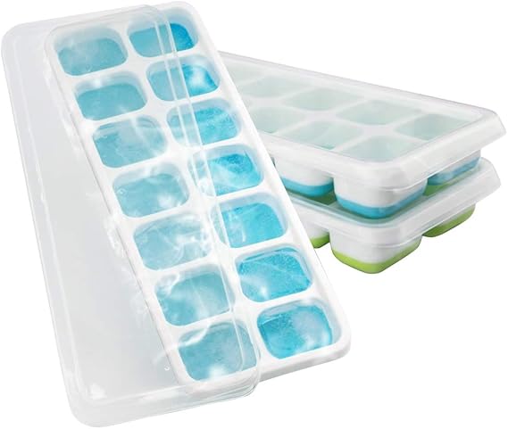 Amazon.com: 3 Packs Ice Cube Trays Easy Release Ice Cube Tray with Lids ...