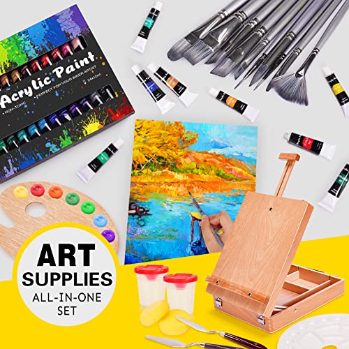 Acrylic Paint Set, 82 Piece Easel Art Set, Artist Painting Set with ...