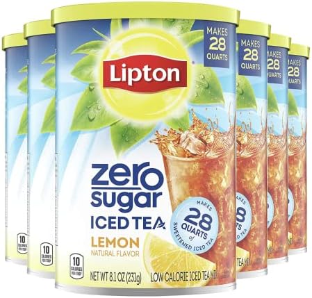 Lipton Zero Sugar Iced Tea Mix, Lemon Low Calorie, 8.1 Ounce (Pack of 6 ...