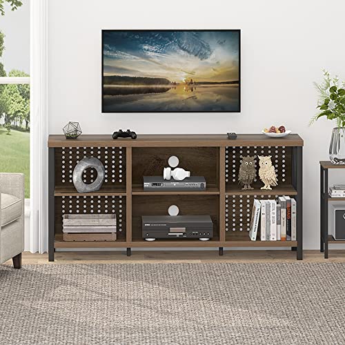 LVB Industrial Entertainment Center for 55 Inch TV, Rustic Farmhouse TV ...