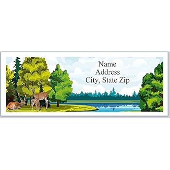 Amazon.com : 150 Personalized Address Labels Lake Scenery Deer (P 534 ...