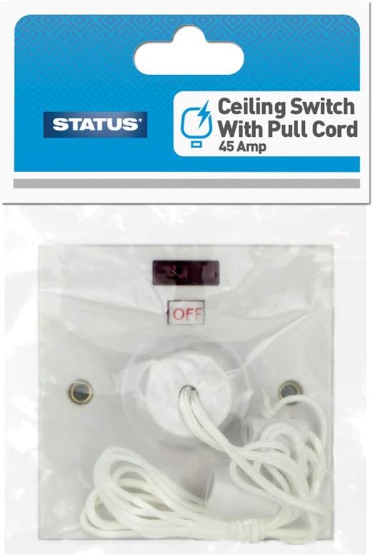 Electric Shower Ceiling Switch with Pull Cord 45 Amp Double Pole ...