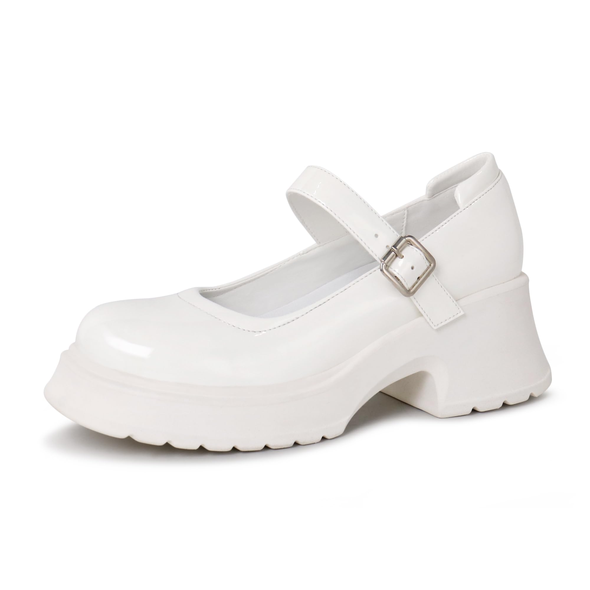Gemialle Women's Mary Janes Platform Chunky Block Heels Work Wedding ...