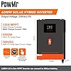 PowMr 6200W Solar Inverter 48V DC to 220-230VAC,Off-Grid All-in-One Charger Hybrid Inverter with ...