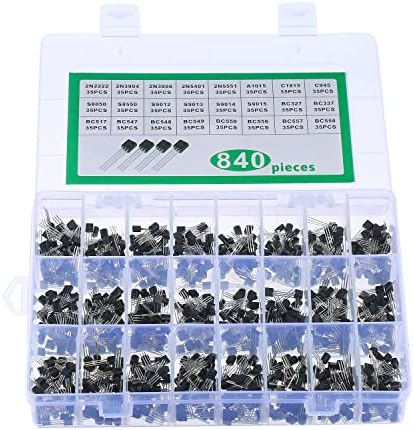 24Values 840PCS NPN PNP Transistor TO-92 Power General Purpose Transistors Assortment Kit BC327 ...
